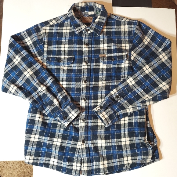 Orvis | Jackets & Coats | Orvis Mens Warm Flannel Blue Plaid Shacket ...